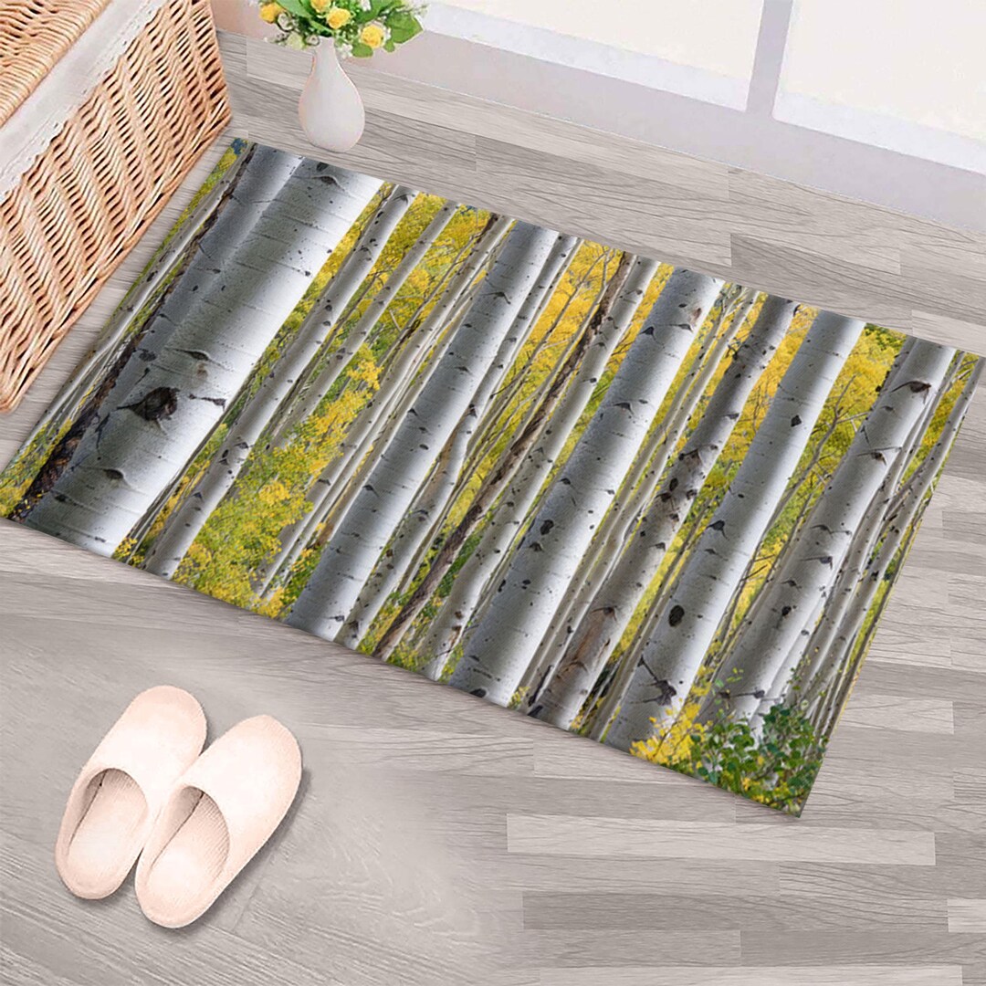 Birch Grove in the Forest Rug, Tree Rug, Tree Landscape Rug, Landscape ...