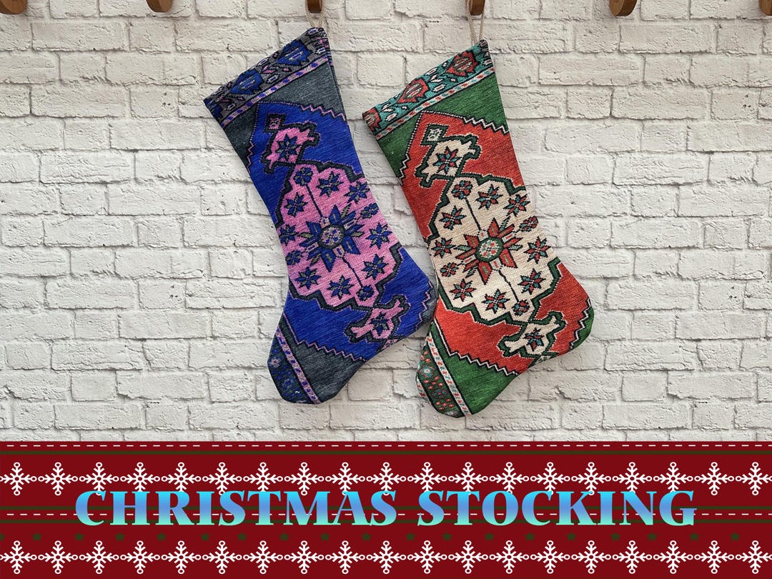 Blue Stocking, Red Stocking, Modern Stocking, Chiristmas Stocking ...