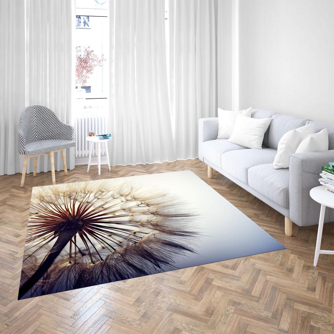 Dandelion Seed Head Rug, Nature Photography Print Carpet, Soft ...