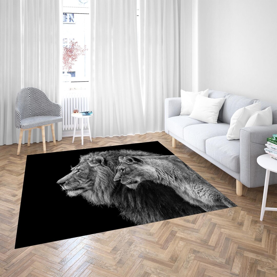 Lion Couple Rug, Lion Lover Gift Rugs, Man Cave Rugs, Animal Rugs, Bath ...
