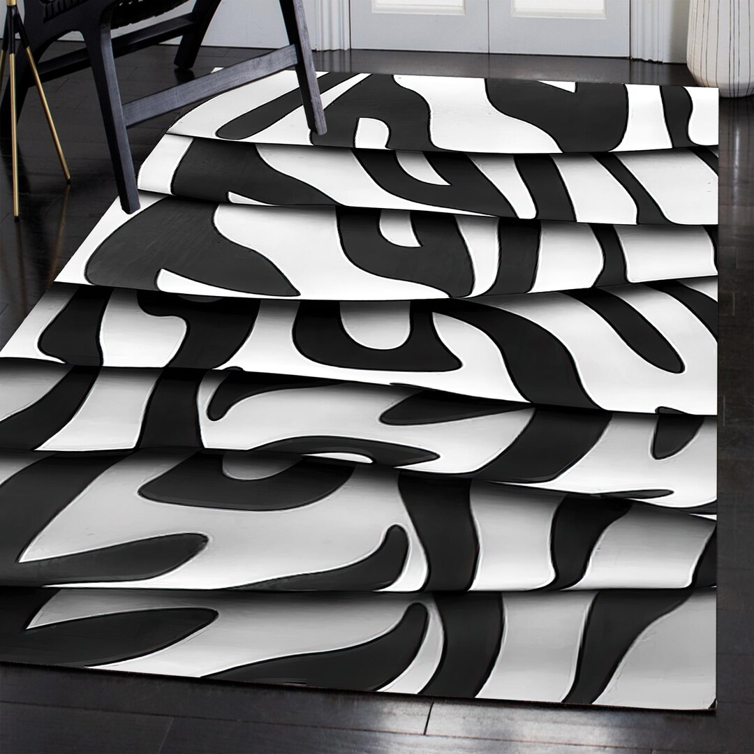 Black and White Rugs, Black Rug, White Rug, Modern Rug, Front Door Rug ...