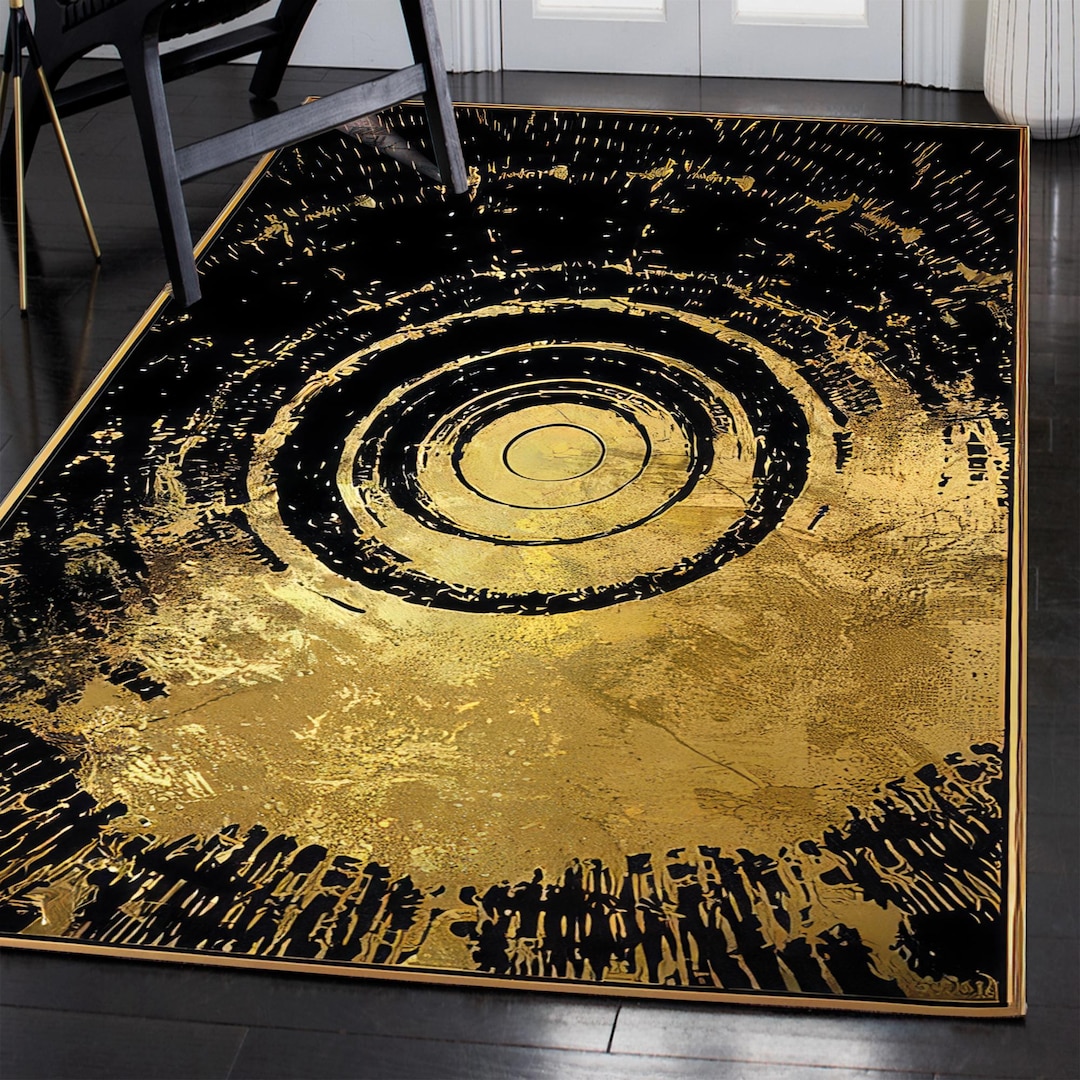 Black and Gold Rug, Luxury Rugs, Gold Rugs, Modern Rug, Wedding Rug ...