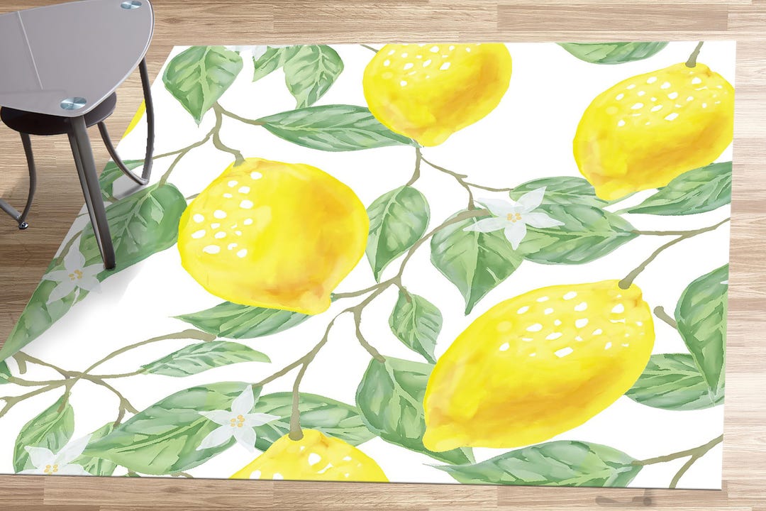 Lemon Rug, Kitchen Rug, Minimal Rug, Modern Rugs, Large Rug, Nursery ...