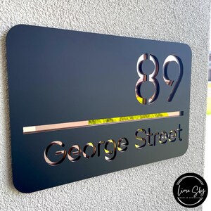 Modern House Entry Sign With Street Number & Name | Rectangle Shape ...