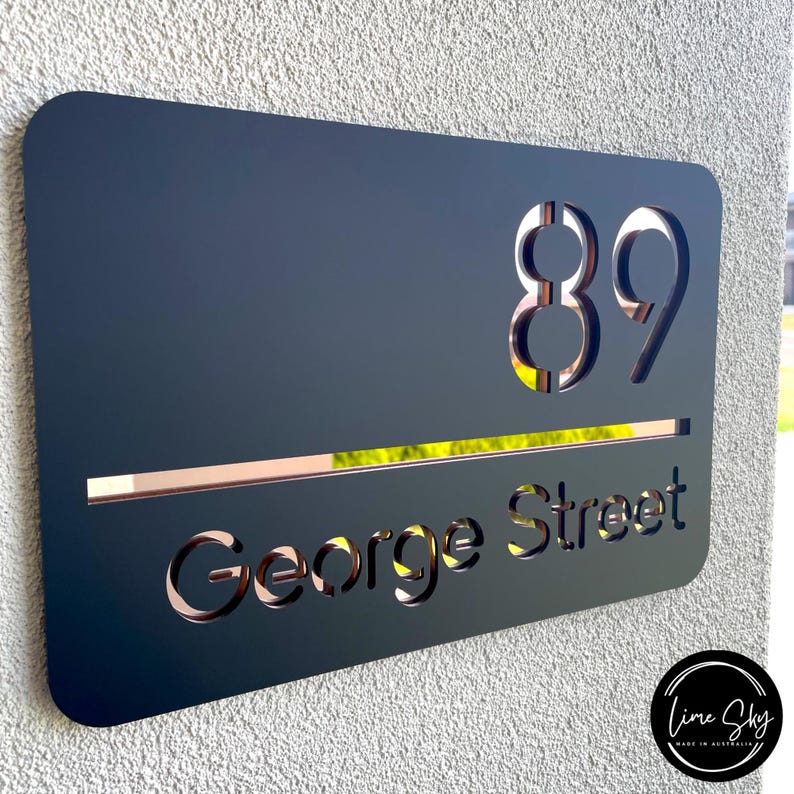 Modern House Entry Sign With Street Number & Name Rectangle Shape House ...