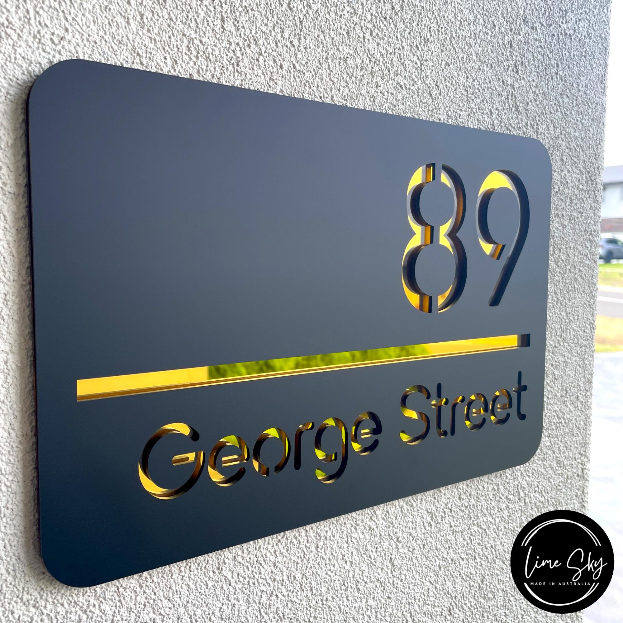 Modern House Entry Sign With Street Number & Name Rectangle Shape House ...