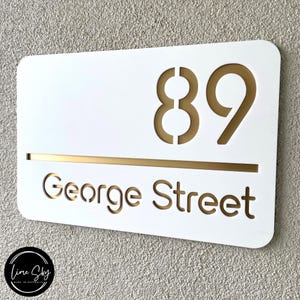 Modern House Entry Sign With Street Number & Name | Rectangle Shape ...