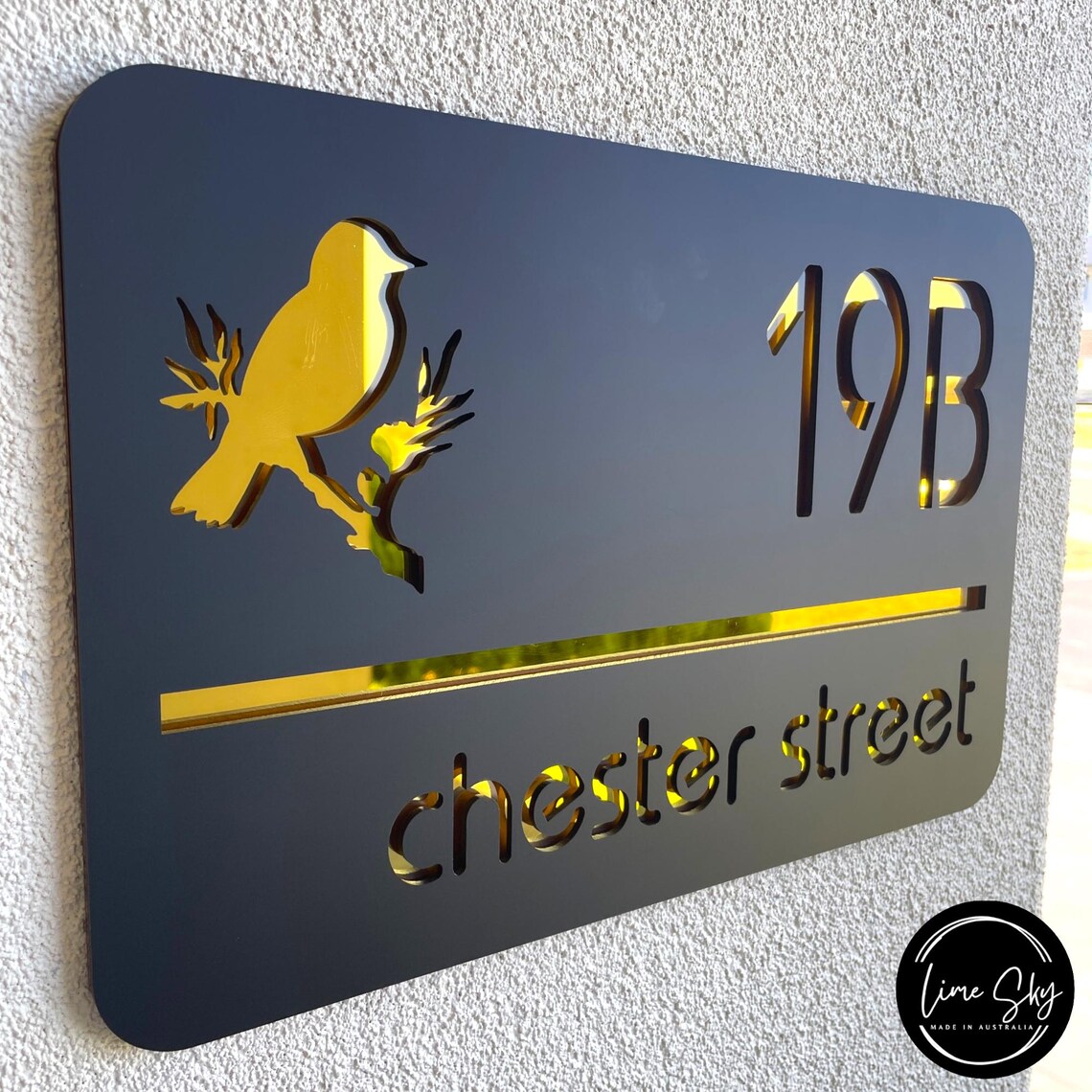 Modern House Entry Sign With Bird Design in Rectangle Shape House Door ...