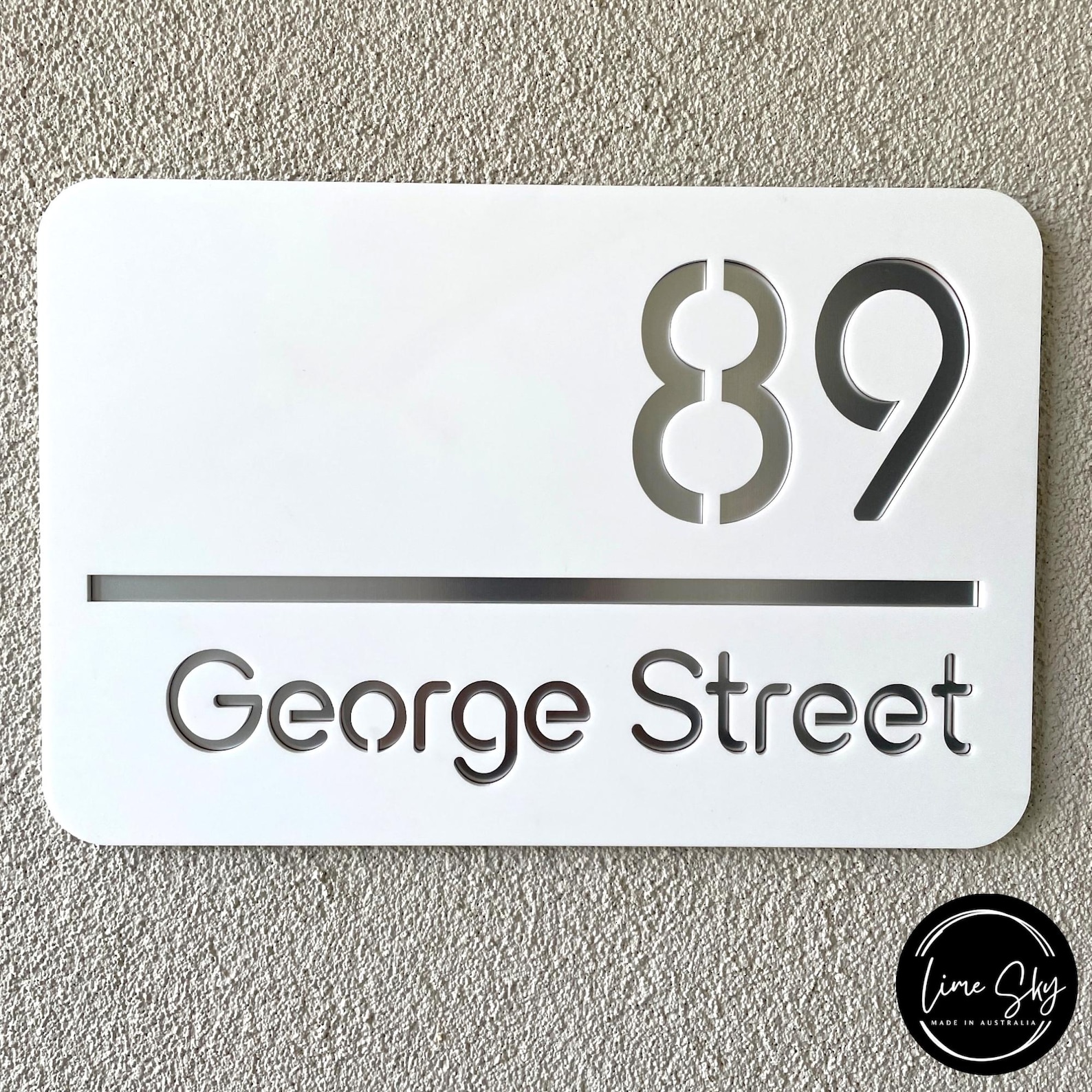 Modern House Entry Sign With Street Number & Name Rectangle Shape House ...
