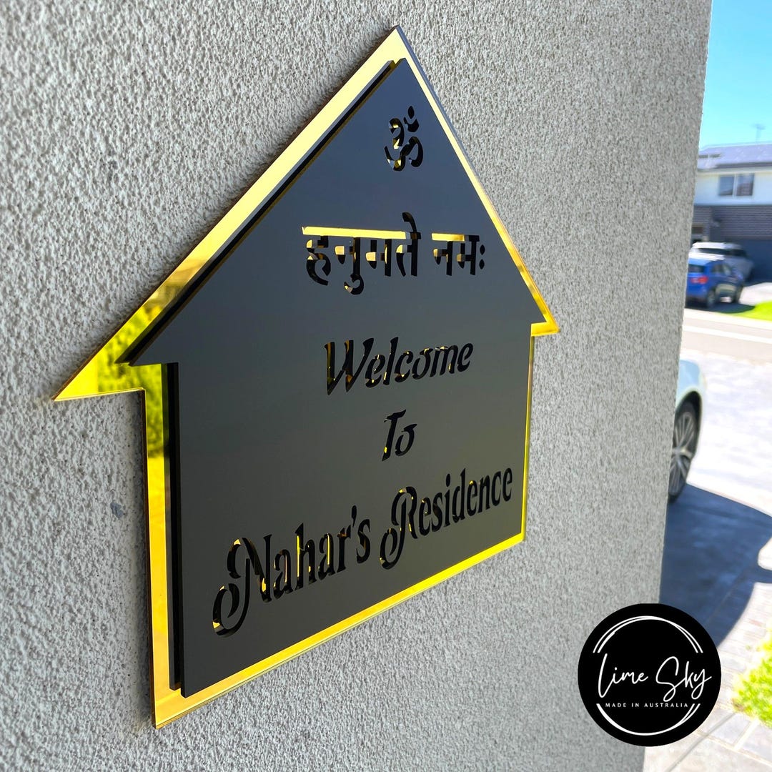 Modern Custom Acrylic House Name Plate | Personalized Door Plaque ...