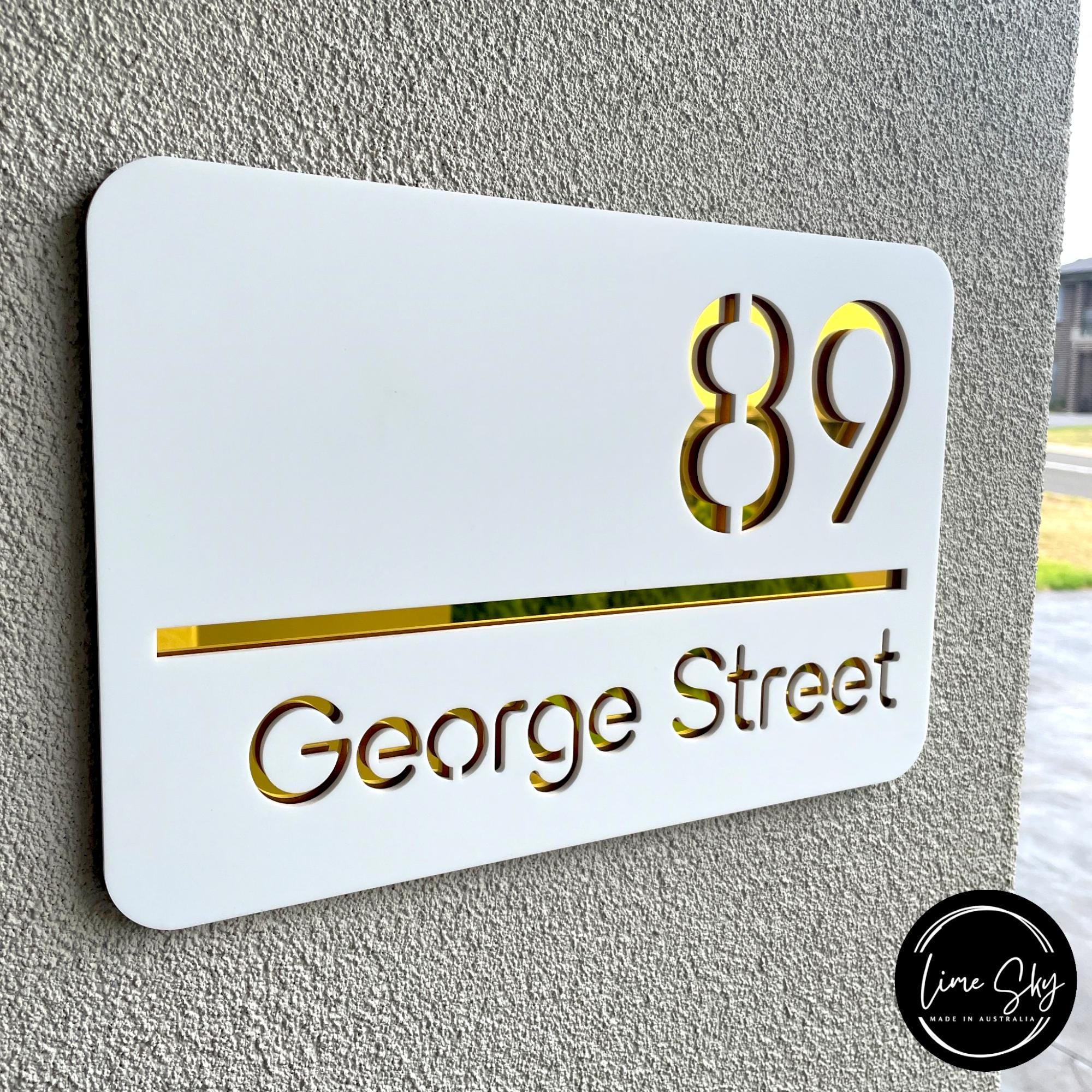 Modern House Entry Sign With Street Number & Name Rectangle Shape House ...