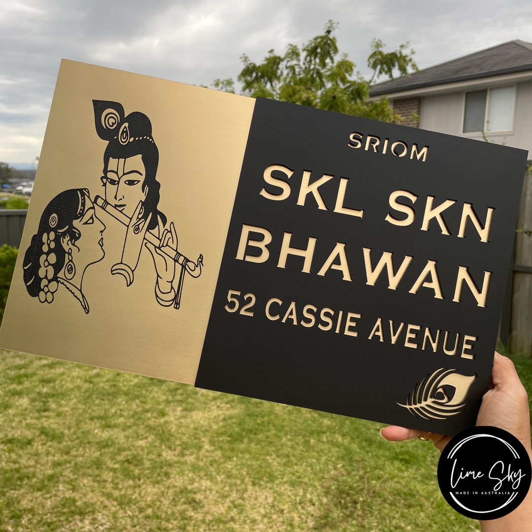 Radha Krishna House Name & Number Plate Personalize Acrylic - Etsy