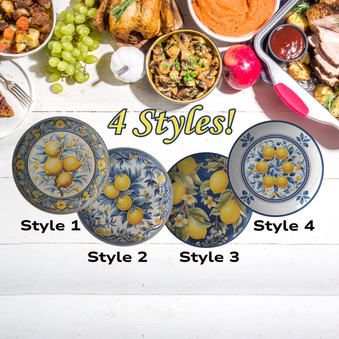 Lemon Majolica Style Dinner Plate: Italian Outdoor Table Decor, Durable ...