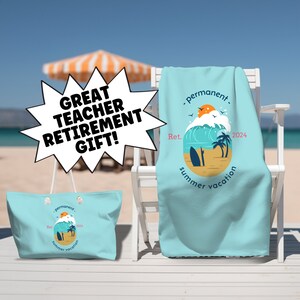 Teacher Retirement Beach Bag and Towel Combo Gift Set for End of School ...