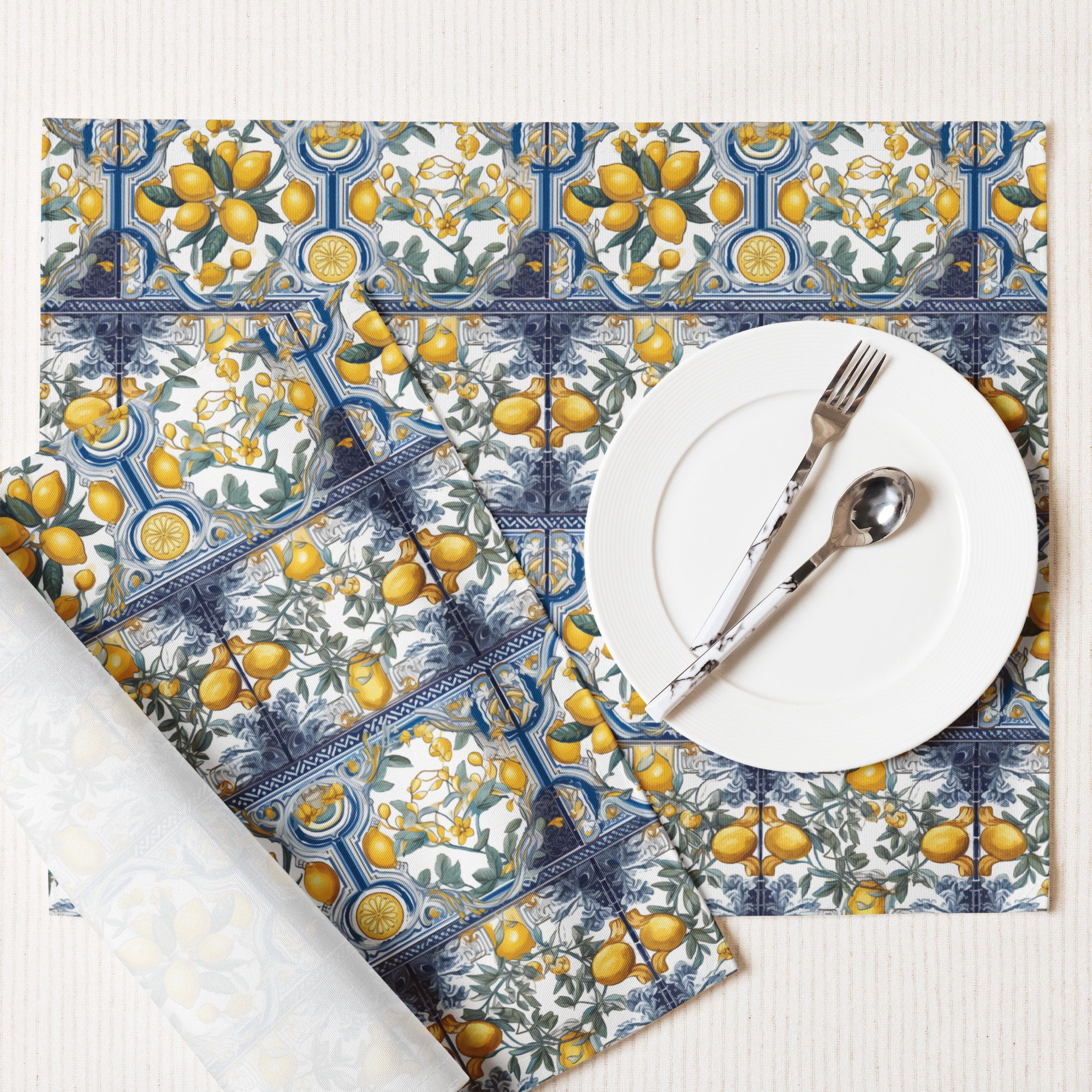 Stylish Positano Placemat Set, Coastal Inspired Dining Decor, Elegant ...