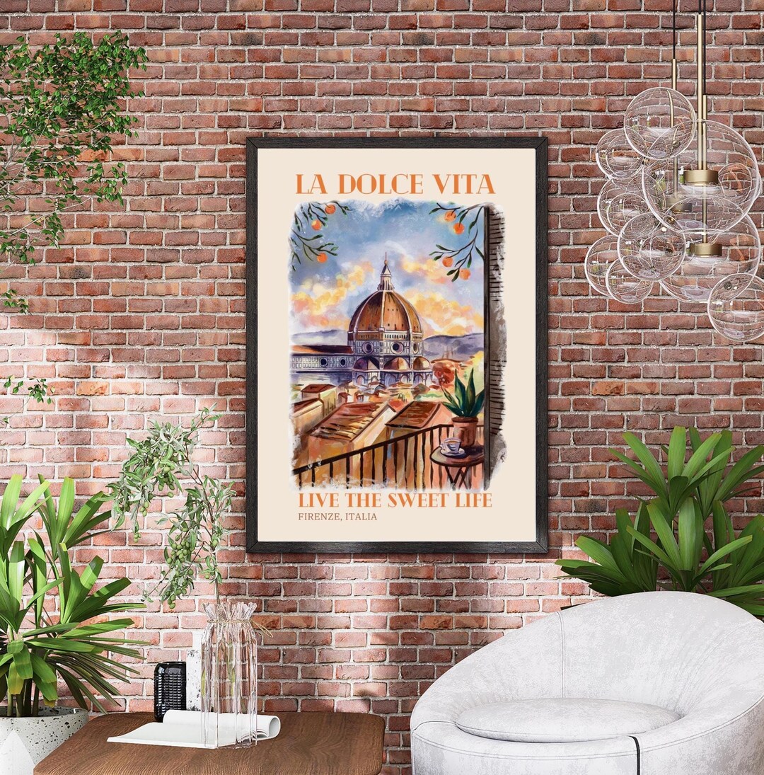 Florence Travel Poster: La Dolce Vita Vintage Italian Art Print - Etsy UK