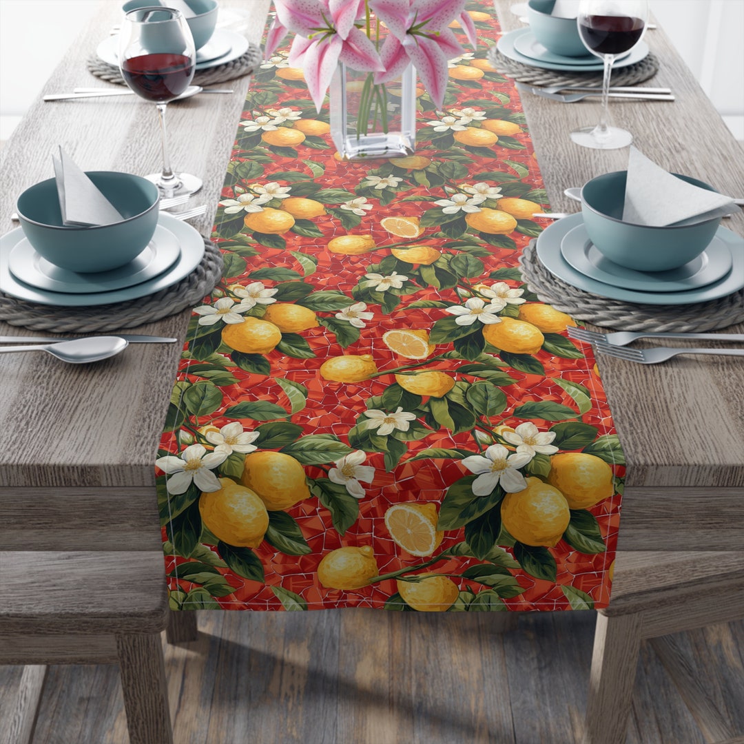 Red Amalfi Lemon Table Runner: Italian Mosaic Tile Decor - Etsy