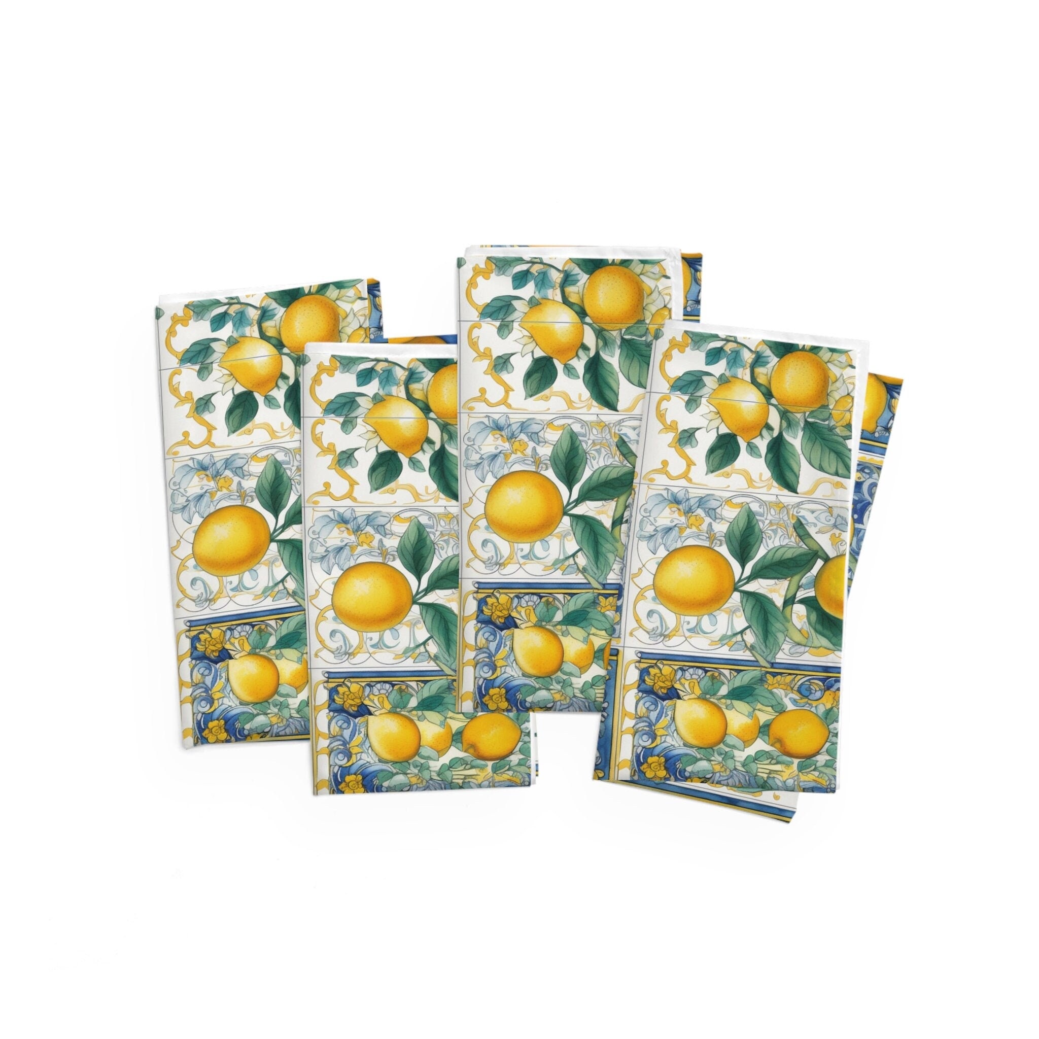 Lemon Napkins Amalfi-inspired Tile Pattern Cloth Napkins Italy Lemon ...