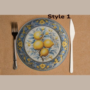 Italian Style Outdoor Dinner Plate With Blue and Lemon Majolica Style ...