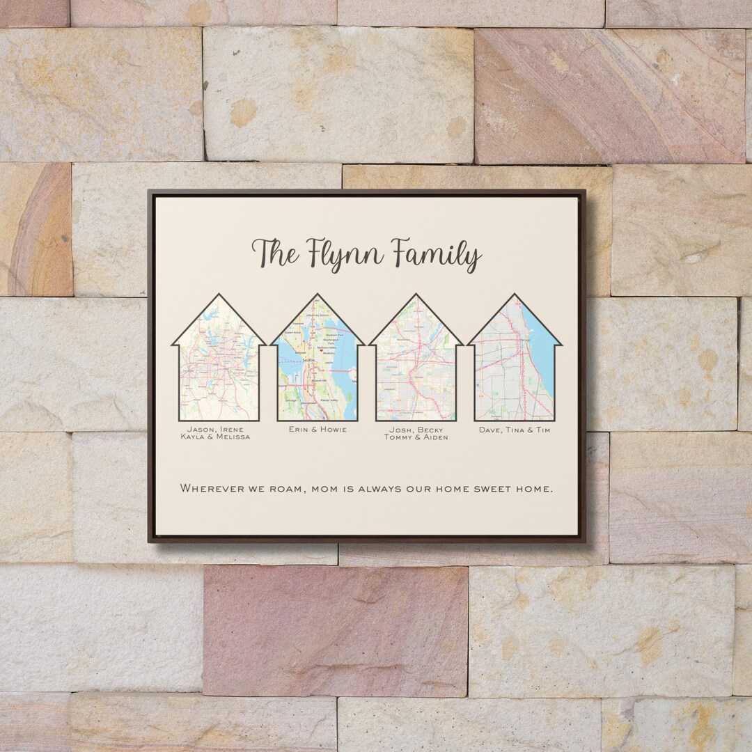 Custom Family Map Wall Art for Couple Wall Decor Gift With Family Home ...