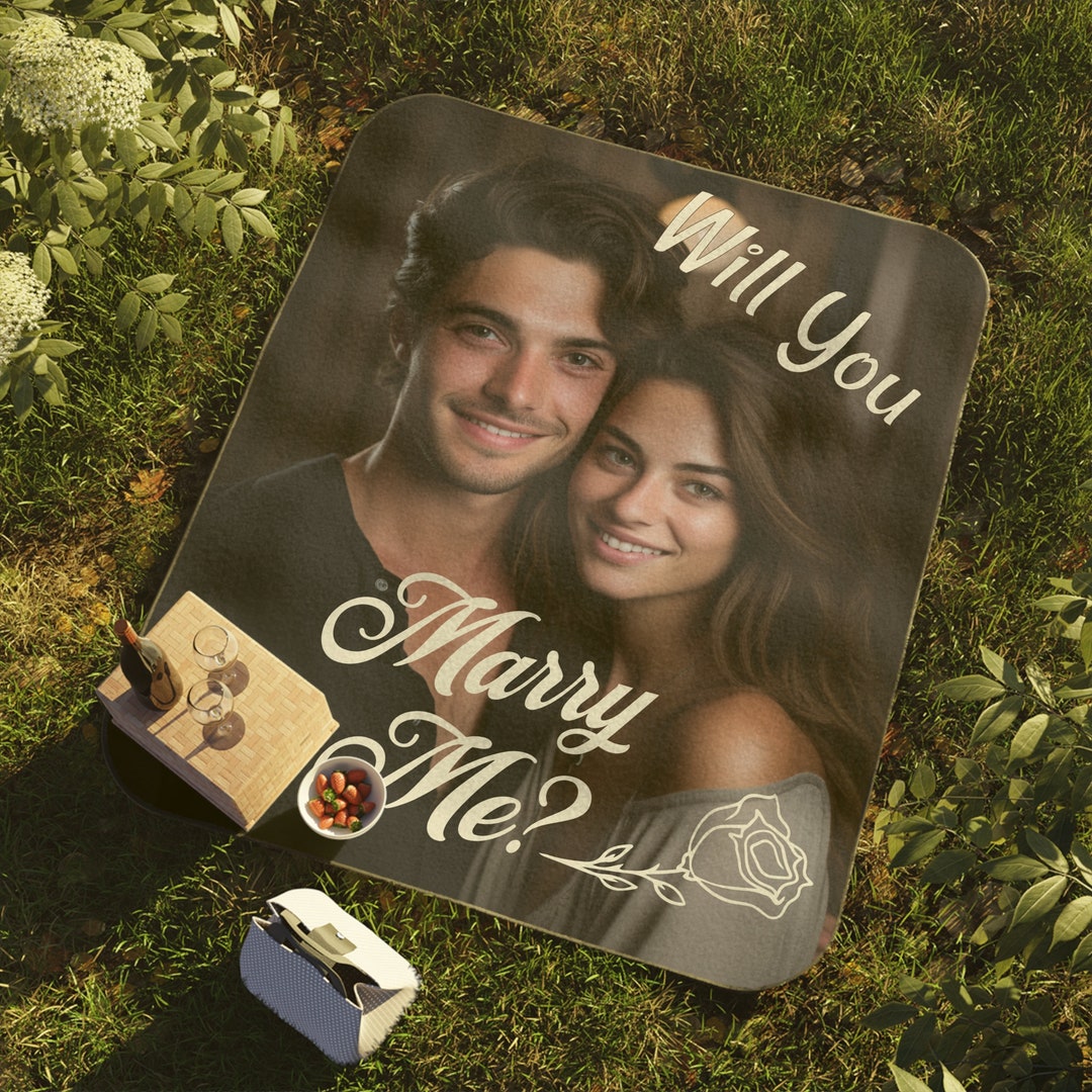 Custom Proposal Picnic Blanket: Personalized Photo, 'will You Marry Me ...