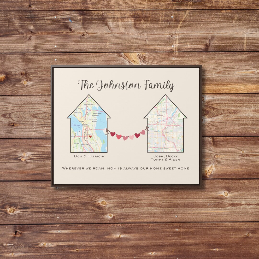 Custom Family Map Wall Art for Couple Wall Decor Gift With Family Home ...