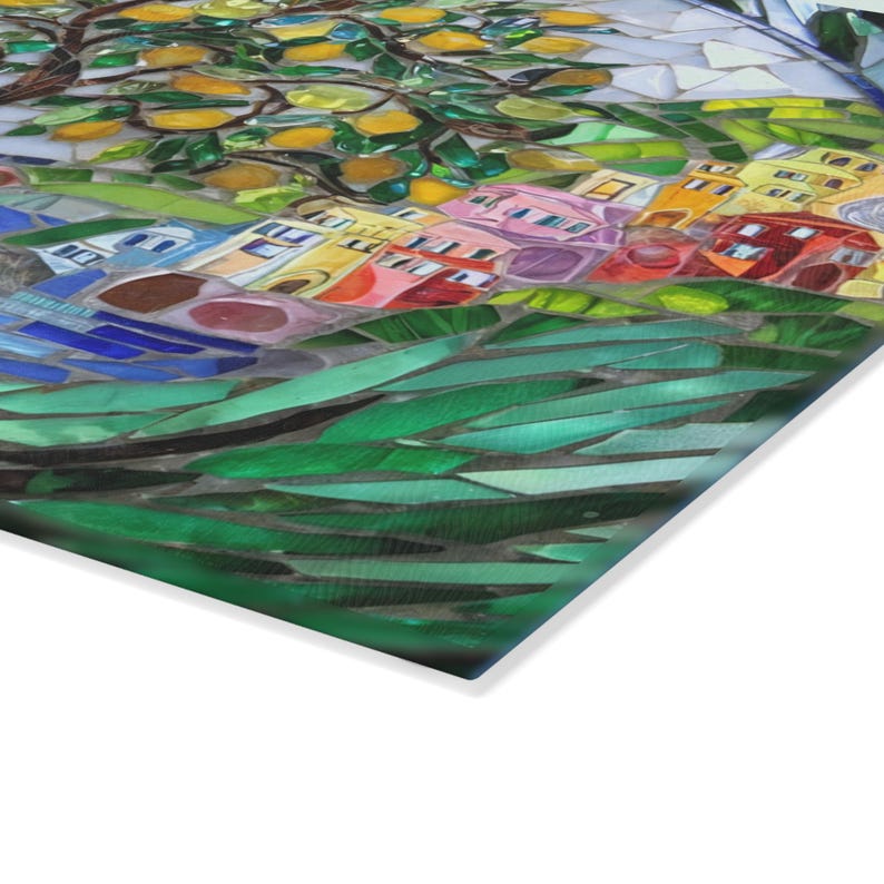 Mosaic Lemon Tree Glass Cutting Board With Lemon Tree Scene Lemon ...