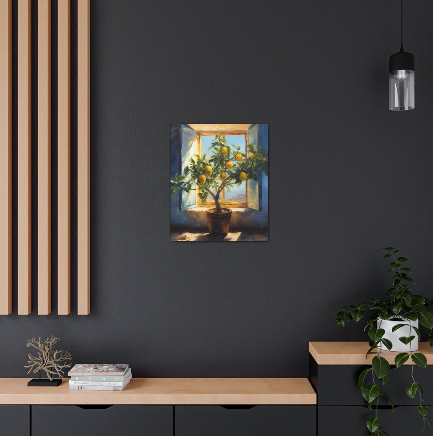 Lemon Tree Wall Hanging, Window View of Amalfi Wall Decor, Beautiful ...