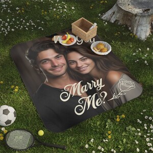 Marriage Proposal Picnic Blanket, Custom Engagement Memento, Blanket ...