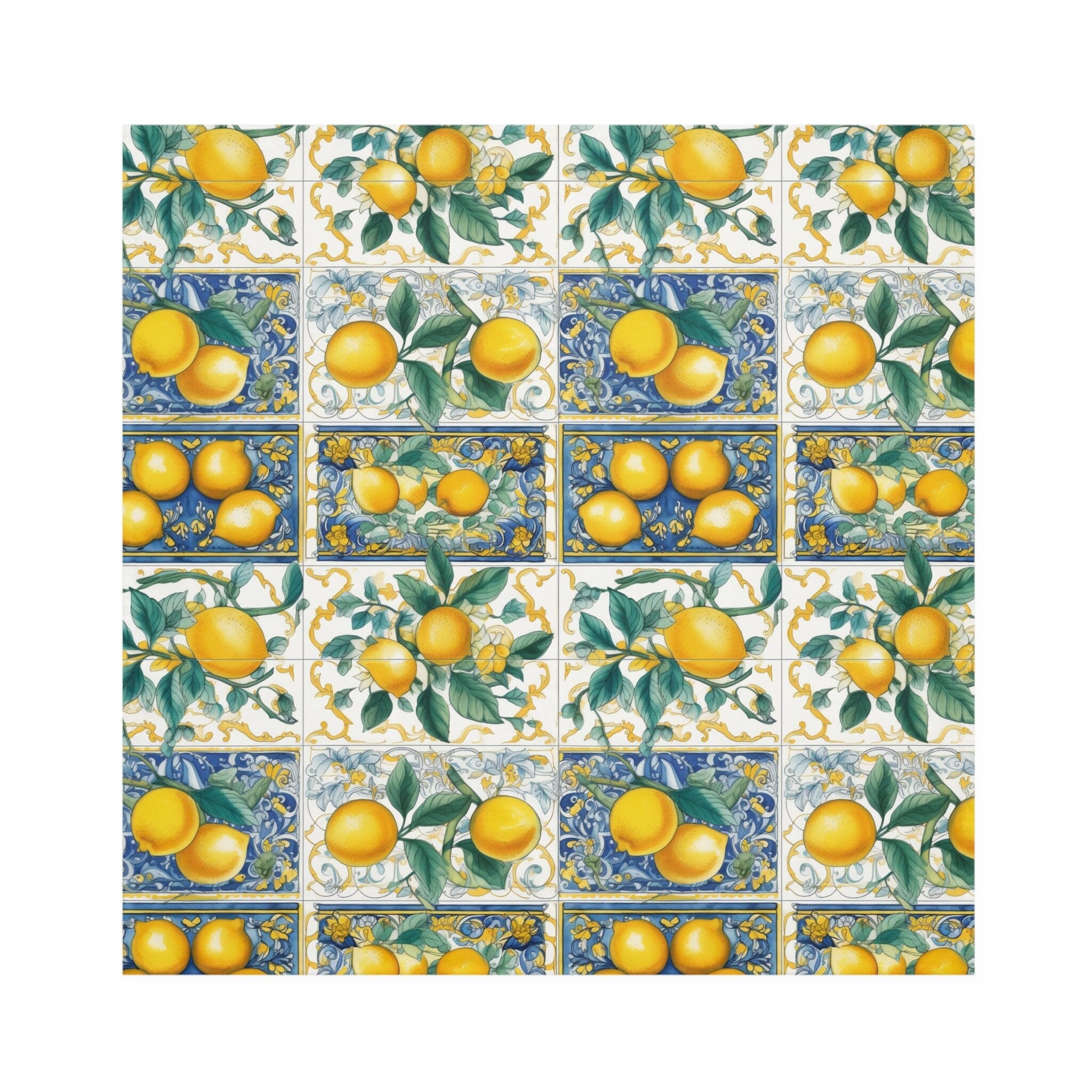 Lemon Napkins Amalfi-inspired Tile Pattern Cloth Napkins Italy Lemon ...