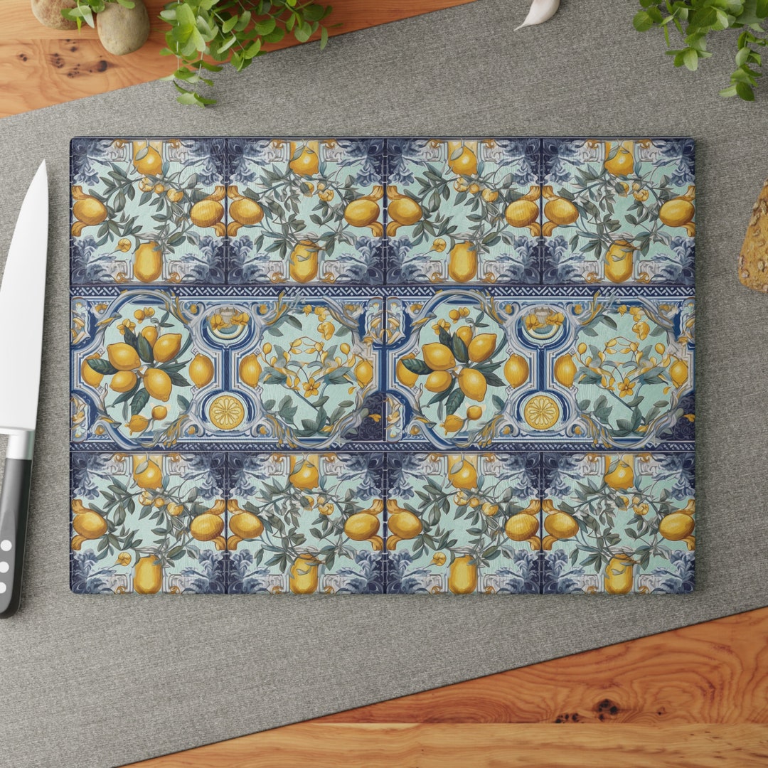 Lemon Tile Cutting Board: Italian Kitchen Decor, Amalfi Coast Serving ...