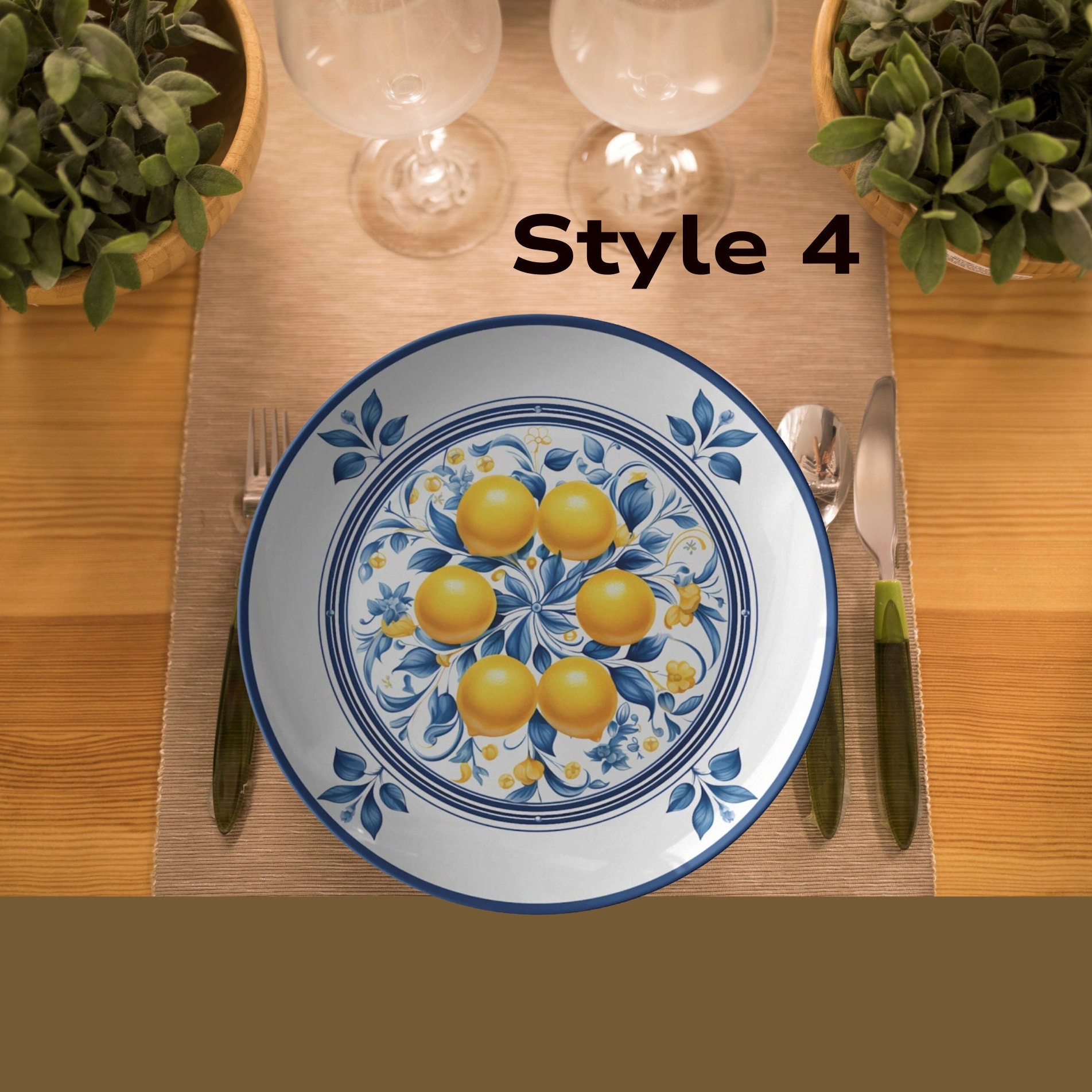 Lemon Majolica Style Dinner Plate: Italian Outdoor Table Decor, Durable ...