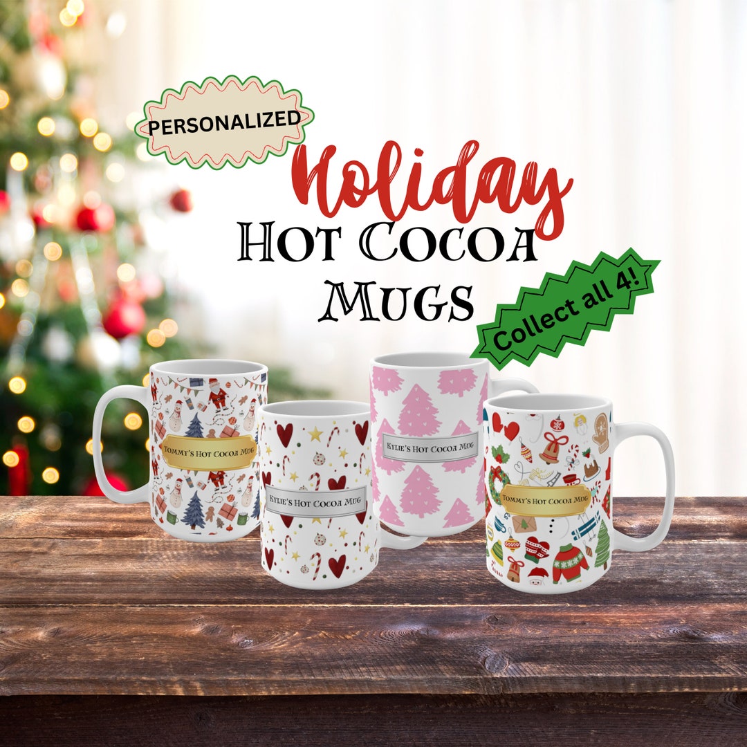 Personalized Hot Cocoa Mug Set, Holiday Hot Chocolate Mug, Christmas ...