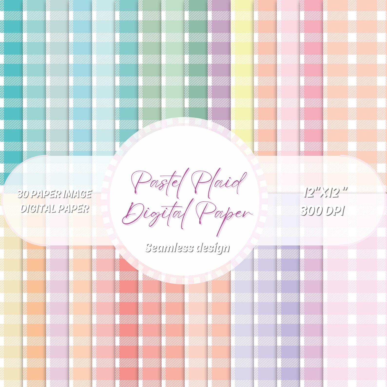 Pastel Baby ,printable Digital Paper Pack, Pastel Plaid Digital Paper ...