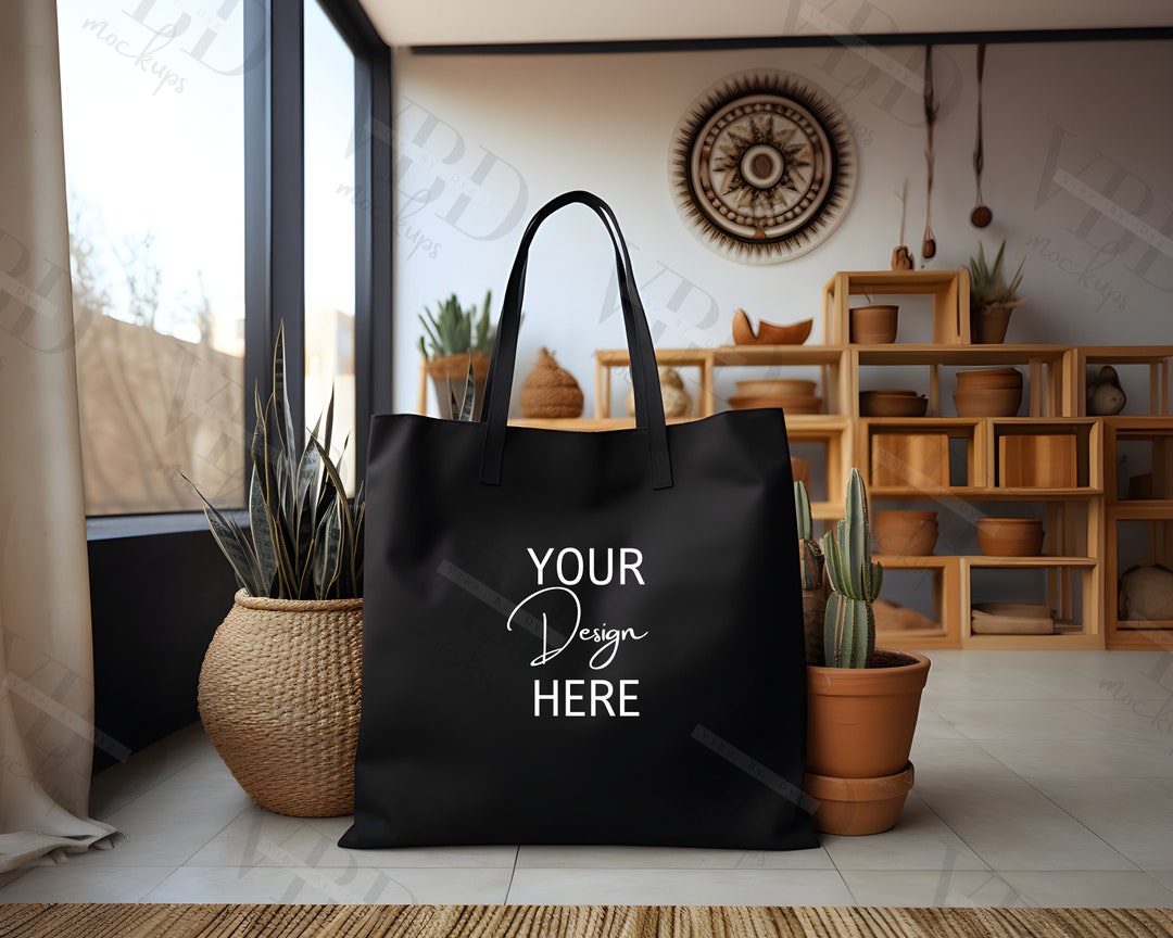 Artistry Unleashed: Blank Black Tote Bag Mockup Unsplash - Etsy
