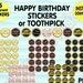 Happy Birthday Themed Stickers in 5 Different Models. Sticker in Gold ...