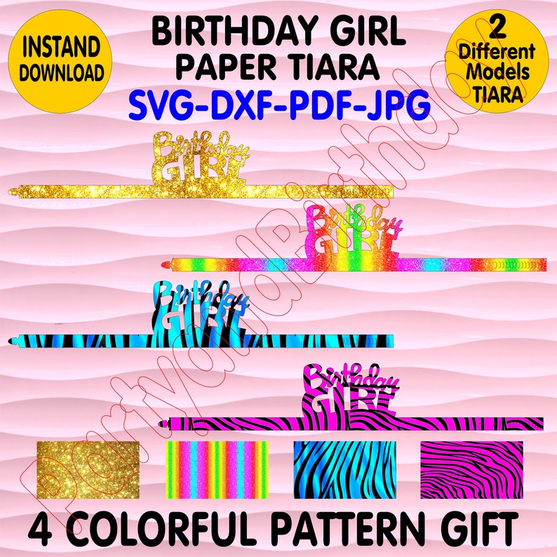Paper Tiara / 3D Birthday Girl Tiara SVG Cutting Files / DXF Cutting ...