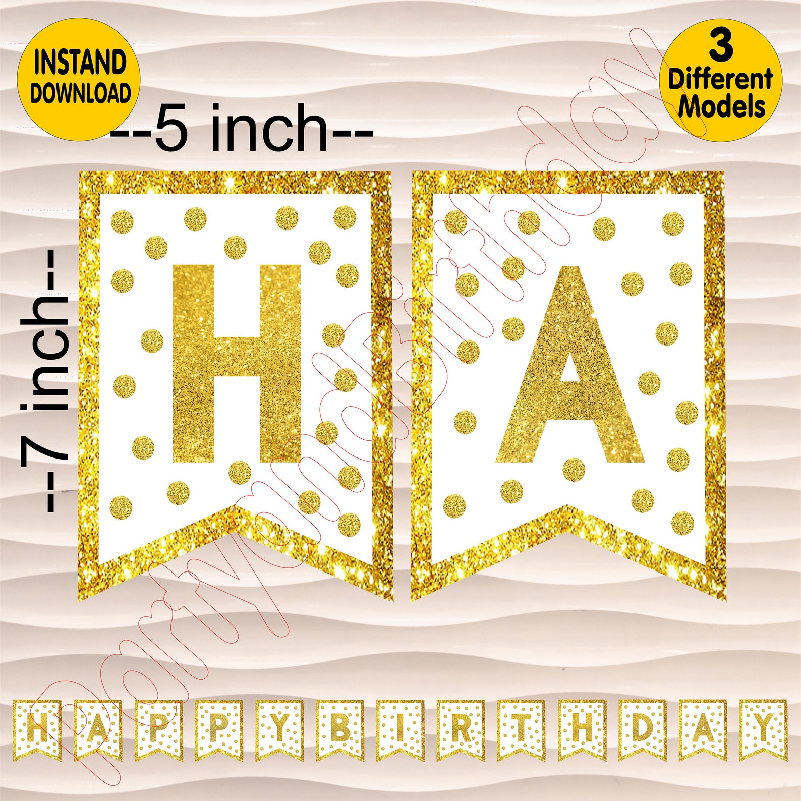Happy Birthday Gold Banner, 3 Different Model, Star, Circle and Gold ...