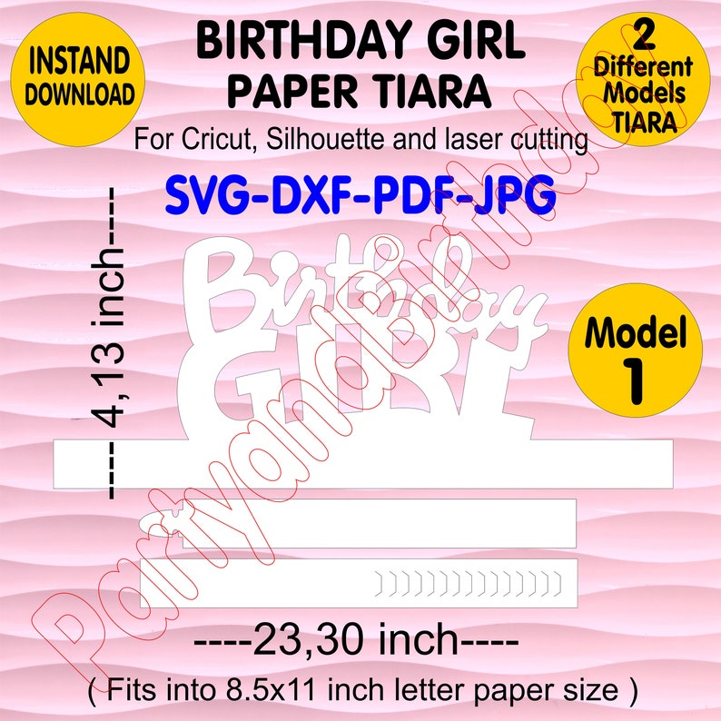 Paper Tiara / 3D Birthday Girl Tiara SVG Cutting Files / DXF Cutting ...