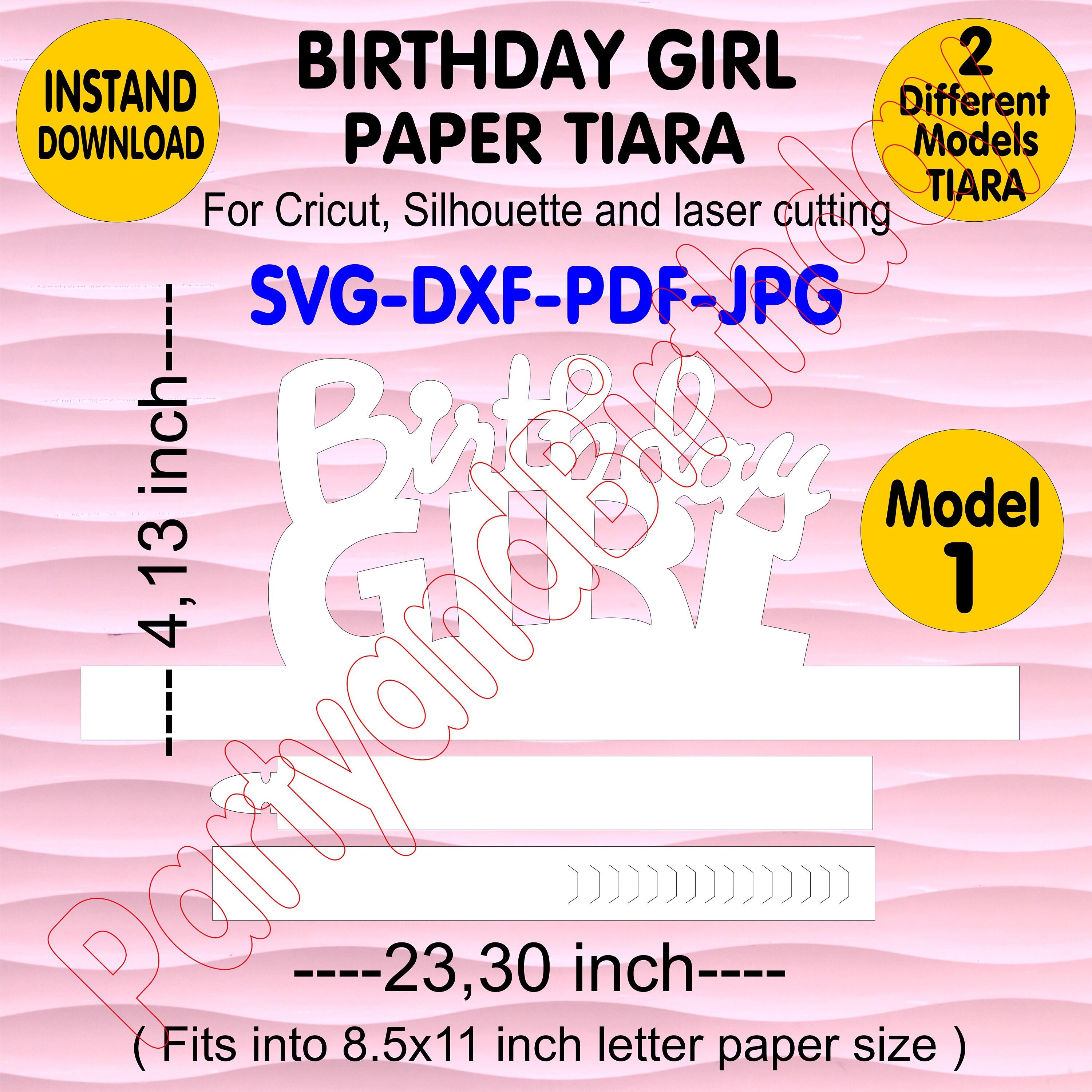 Paper Tiara / 3D Birthday Girl Tiara SVG Cutting Files / DXF Cutting ...