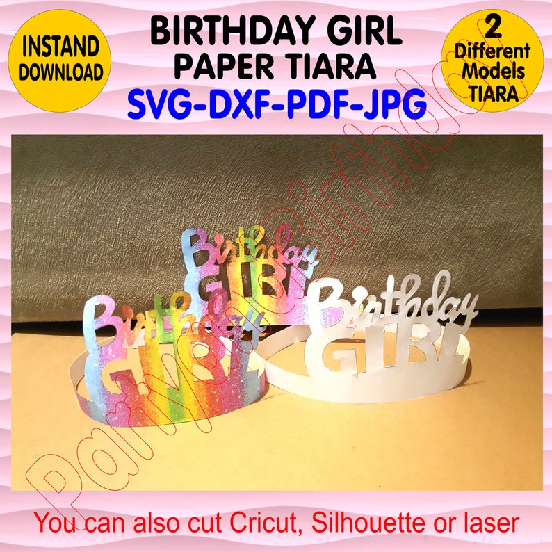 Paper Tiara / 3D Birthday Girl Tiara SVG Cutting Files / DXF Cutting ...