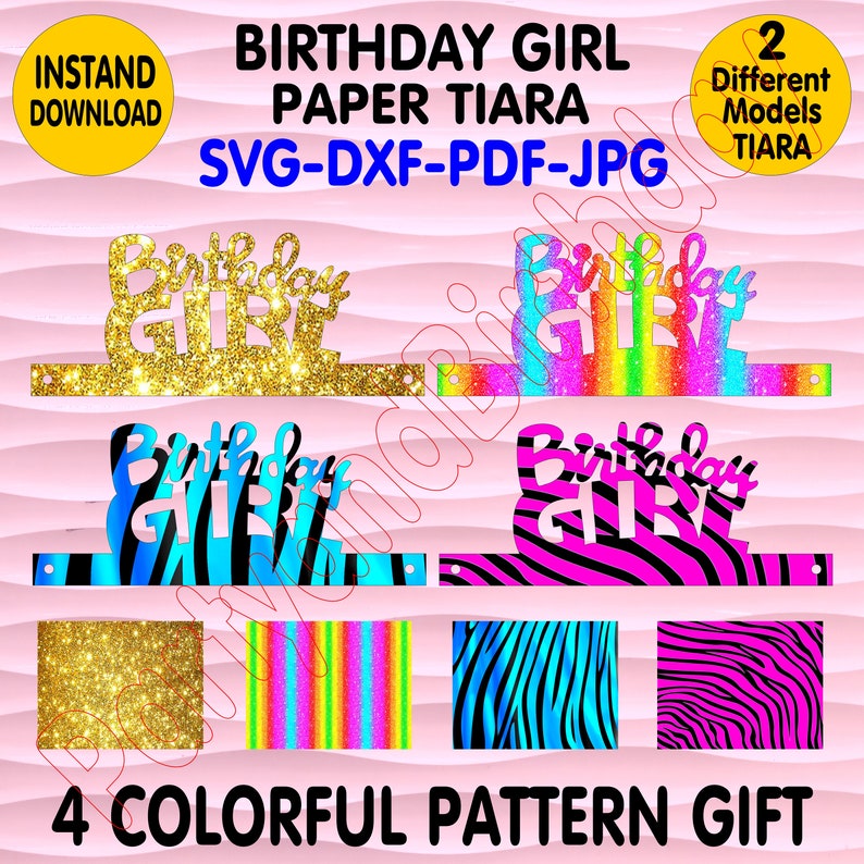 Paper Tiara / 3D Birthday Girl Tiara SVG Cutting Files / DXF Cutting ...