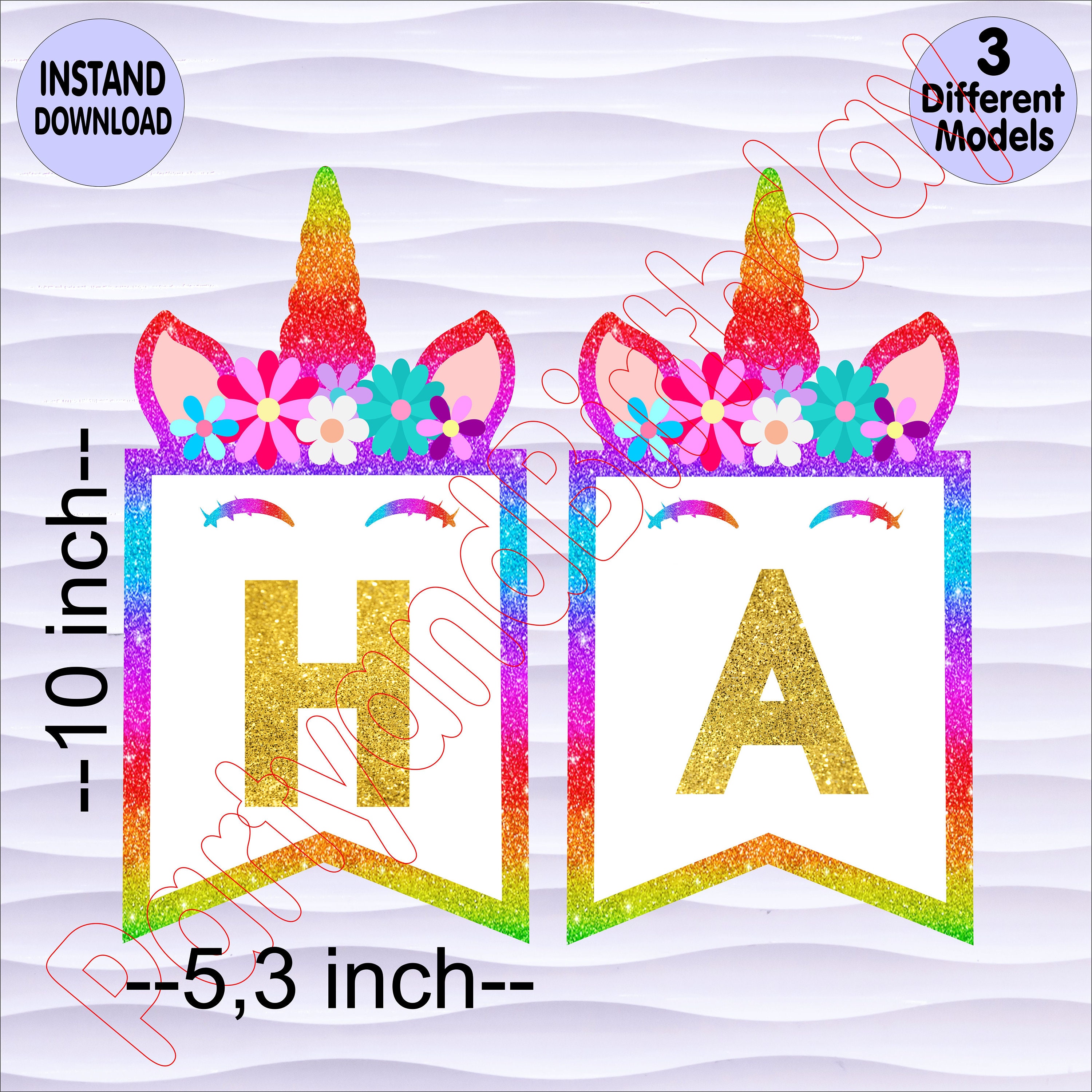 Unicorn Colorful Birthday Banner, Unicorn Happy Birthday, Unicorn 3 ...