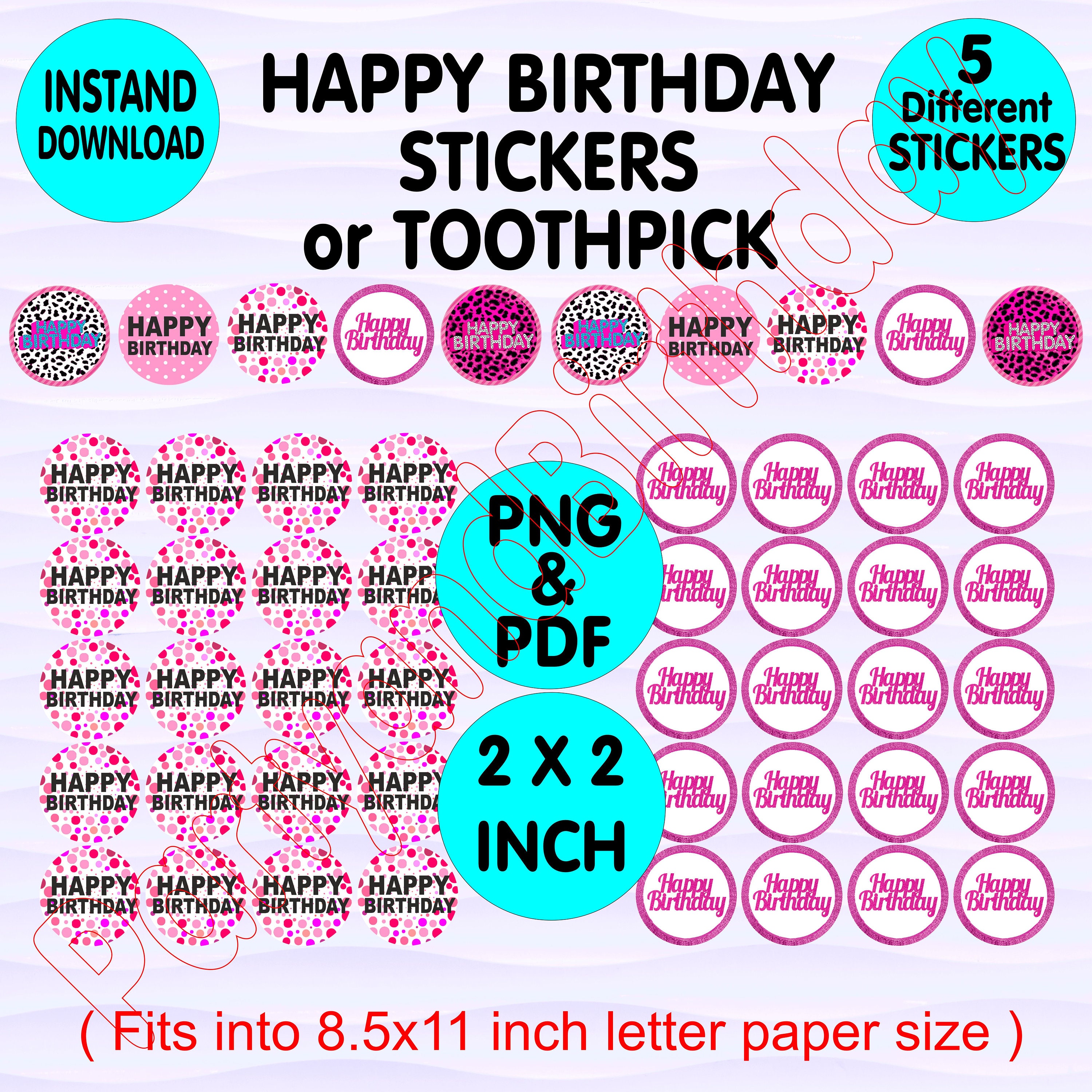 Happy Birthday Themed Stickers in 5 Different Models. Gift Stickers ...