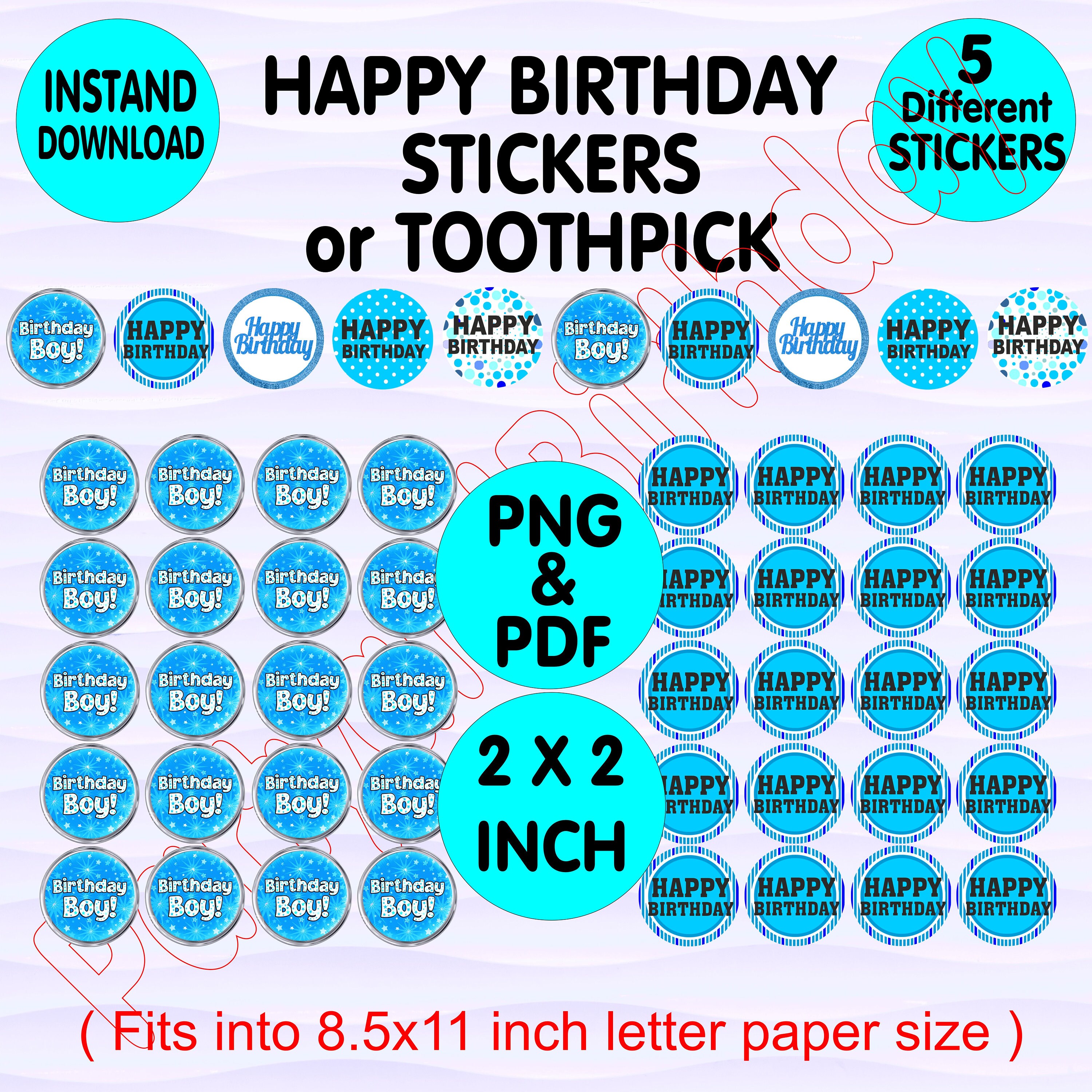 Happy Birthday Themed Stickers in 5 Different Models. Gift Stickers ...