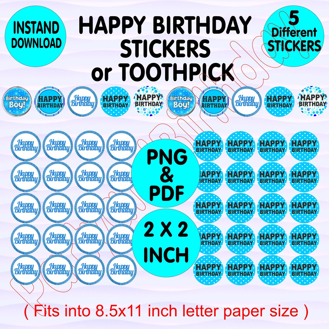 Happy Birthday Themed Stickers in 5 Different Models. Gift Stickers ...