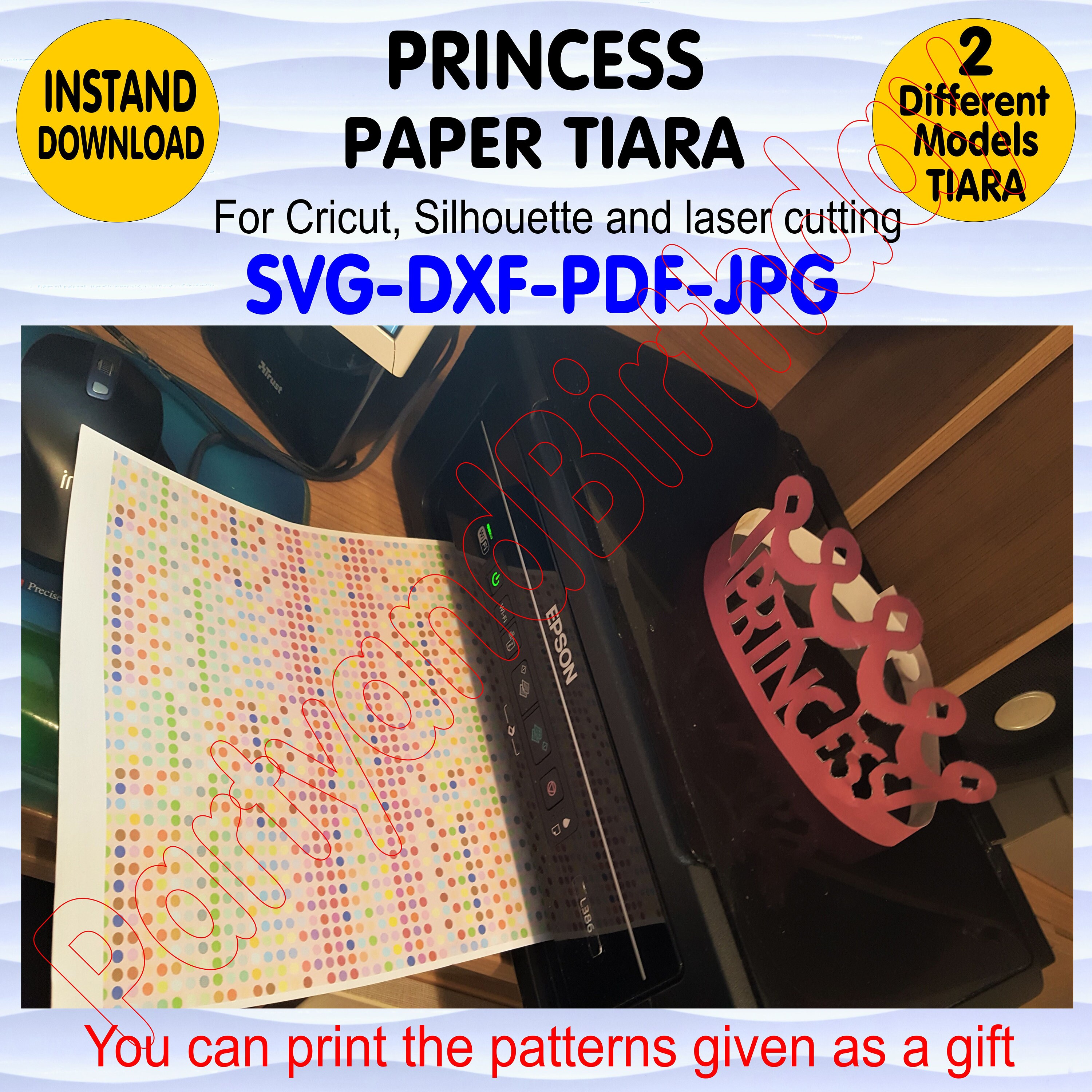 Paper Princess Crown / 3D Princess Tiara SVG Cutting Files / DXF ...