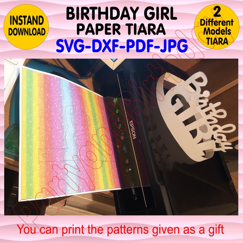 Paper Tiara / 3D Birthday Girl Tiara SVG Cutting Files / DXF Cutting ...