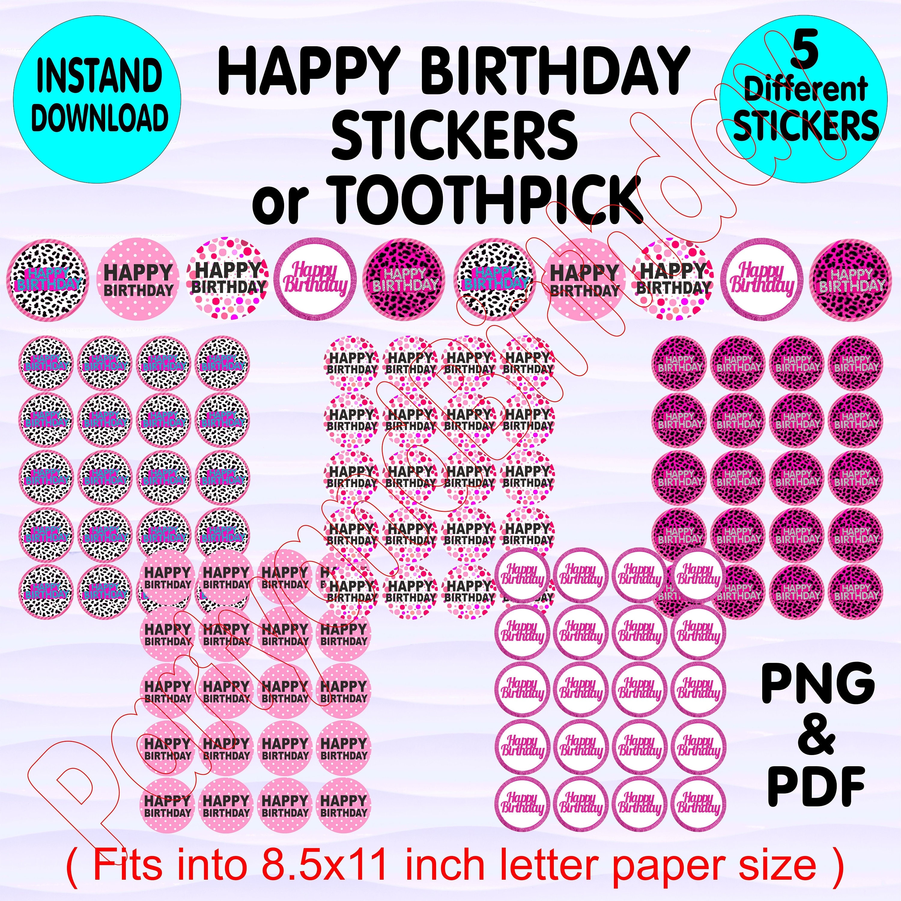 Happy Birthday Themed Stickers in 5 Different Models. Gift Stickers ...