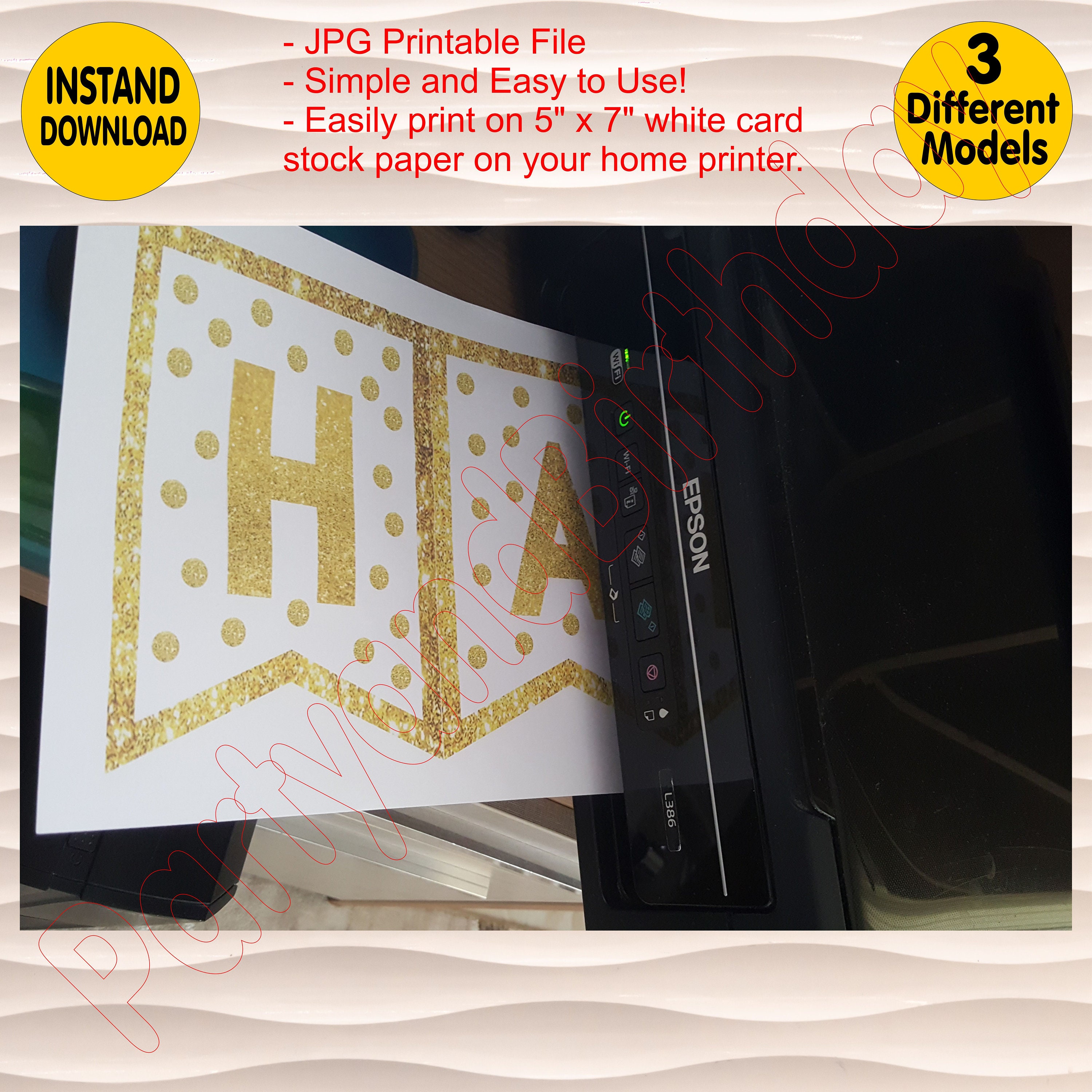 Happy Birthday Gold Banner, 3 Different Model, Star, Circle and Gold ...